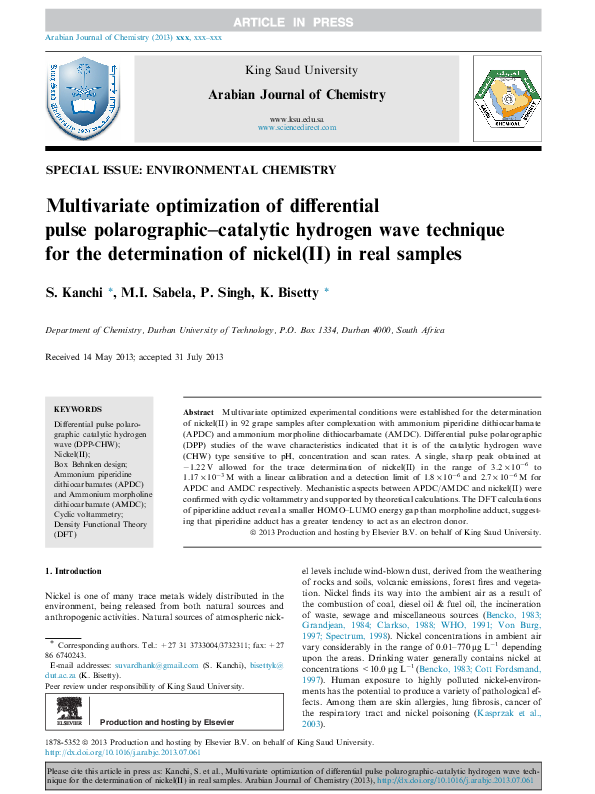 (PDF) Multivariate optimization of differential pulse polarographic–catalytic hydrogen wave ...