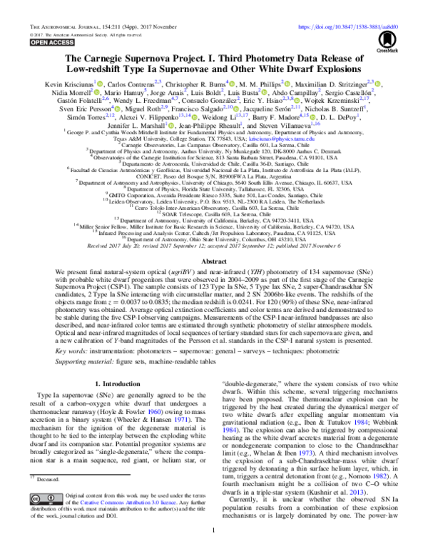 (PDF) The Carnegie Supernova Project. I. Third Photometry Data Release ...