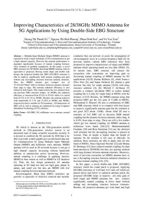 (PDF) Improving Characteristics of 28/38GHz MIMO Antenna for 5G ...