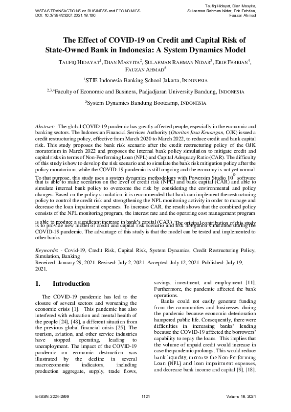 (PDF) The Effect of COVID-19 to Credit Risk and Capital Risk of State ...