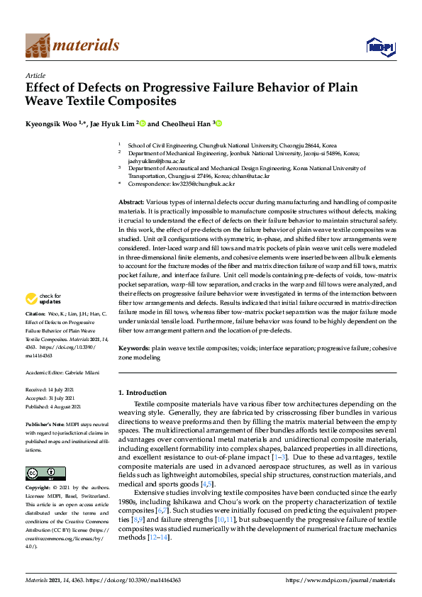 (PDF) Effect of Defects on Progressive Failure Behavior of Plain Weave ...