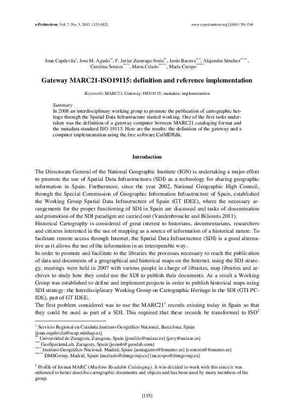 (PDF) Gateway MARC 21-ISO 19115 : definition and reference implementation