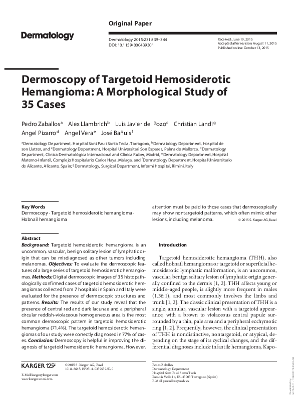 (PDF) Dermoscopy of Targetoid Hemosiderotic Hemangioma: A Morphological ...
