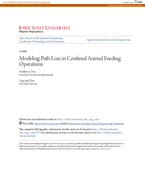 (PDF) Modeling Path Loss in Confined Animal Feeding Operations