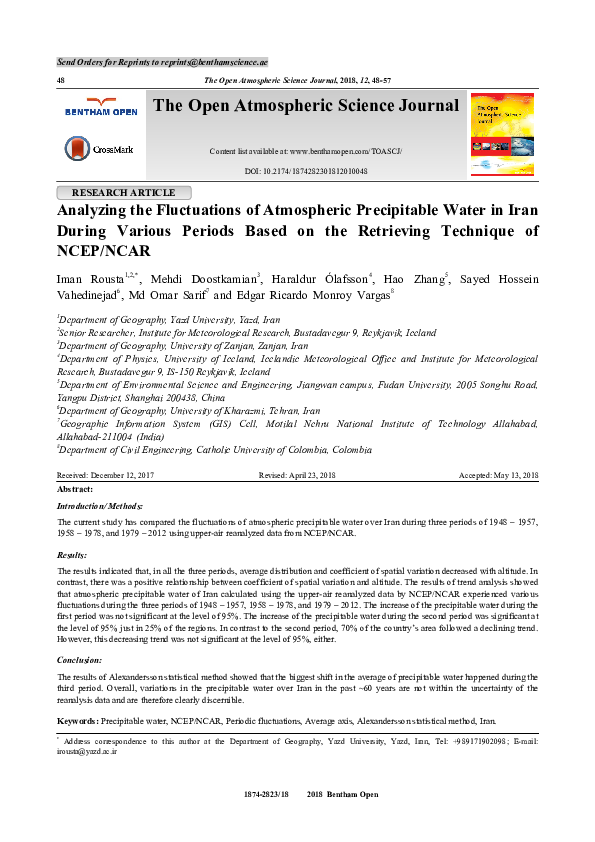 (PDF) Analyzing the Fluctuations of Atmospheric Precipitable Water in ...
