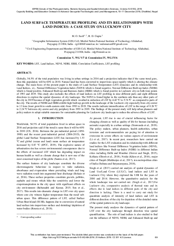 (PDF) Land Surface Temperature Profiling and Its Relationships with Land Indices: A Case Study ...