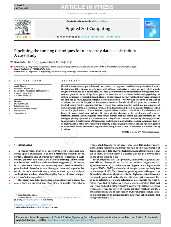 (PDF) Pipelining the ranking techniques for microarray data ...