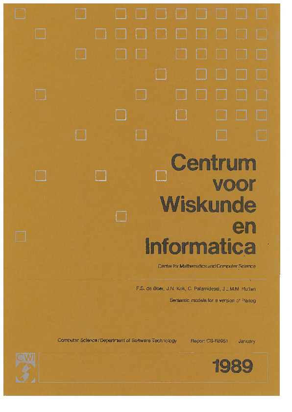 (PDF) Semantic models for a version of PARLOG