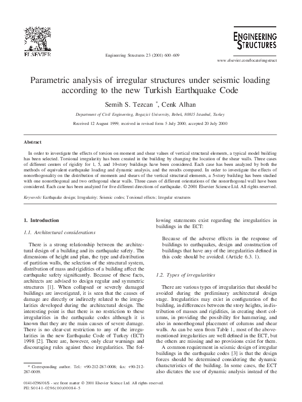 (PDF) Parametric analysis of irregular structures under seismic loading according to the new ...