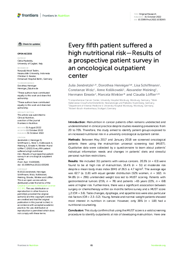 (PDF) Every fifth patient suffered a high nutritional risk—Results of a ...