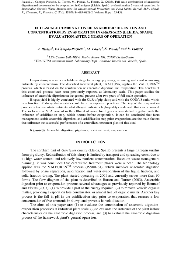 (PDF) Full-scale combination of anaerobic digestion and concentration ...