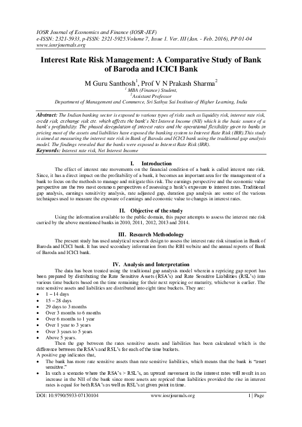 (PDF) Interest Rate Risk Management: A Comparative Study of Bank of ...