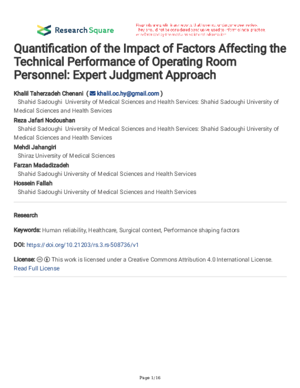 (PDF) Quantification of the Impact of Factors Affecting the Technical ...