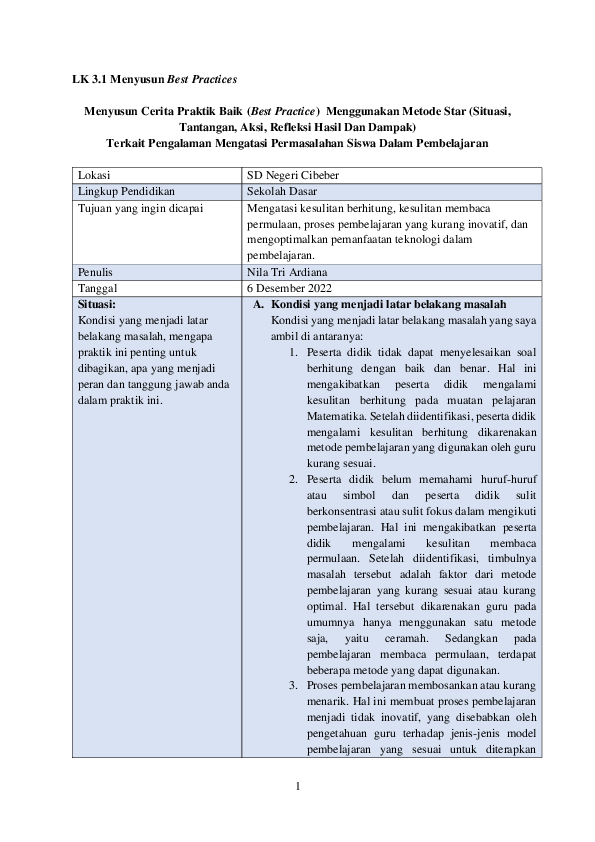 (PDF) CERITA PRAKTIK BAIK (BEST PRACTICE) MENGGUNAKAN METODE STAR