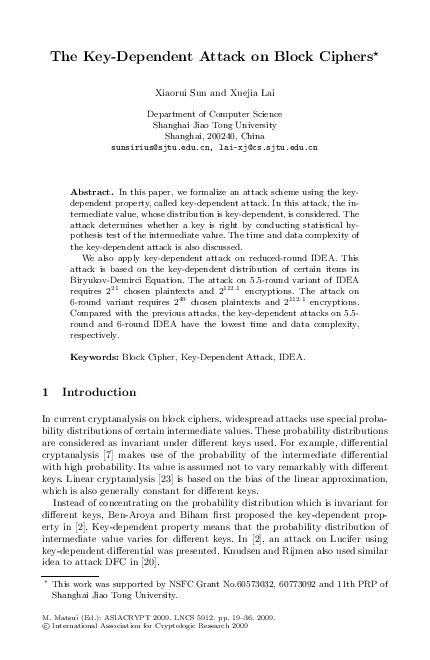 (PDF) The Key-Dependent Attack on Block Ciphers