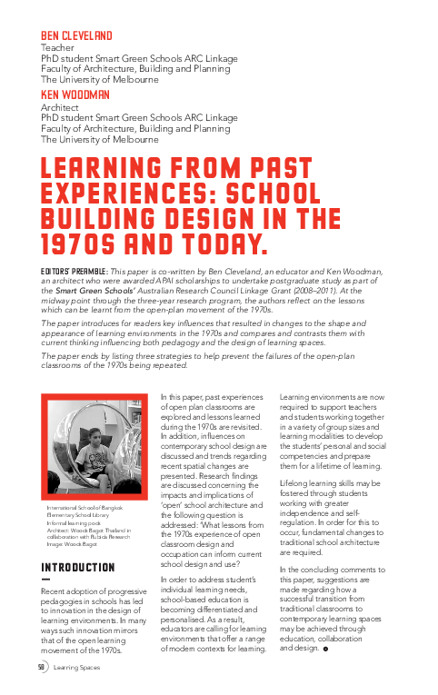 (PDF) Learning from past experiences: School building design in the ...