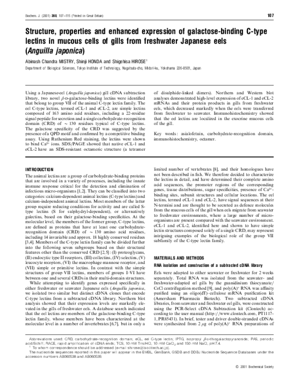 (PDF) Structure, properties and enhanced expression of galactose-binding C-type lectins in ...