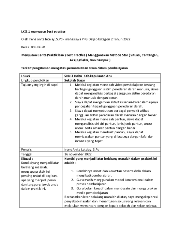 (DOC) Menyusun Cerita Praktik baik (Best Practice ) Menggunakan Metode ...