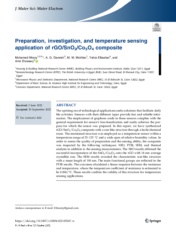 (PDF) Preparation, investigation, and temperature sensing application ...
