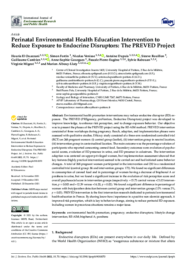 (PDF) Perinatal Environmental Health Education Intervention to Reduce ...