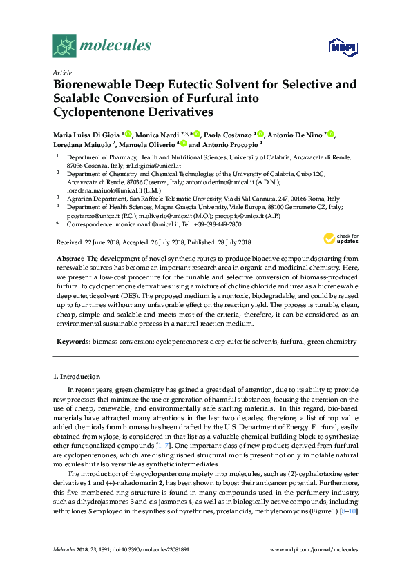 (PDF) Biorenewable Deep Eutectic Solvent for Selective and Scalable ...