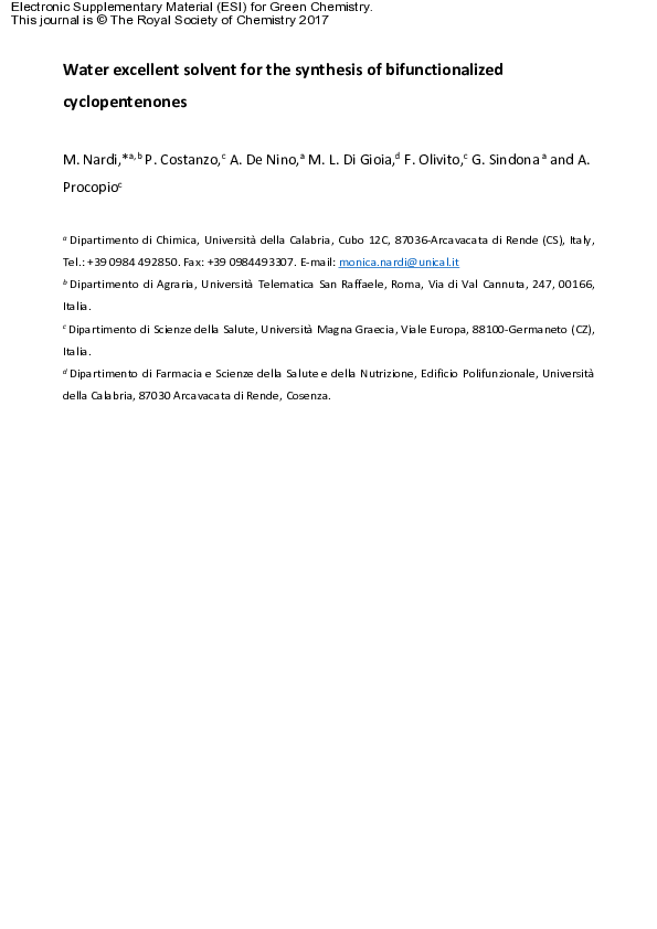 (PDF) Water excellent solvent for the synthesis of bifunctionalized ...
