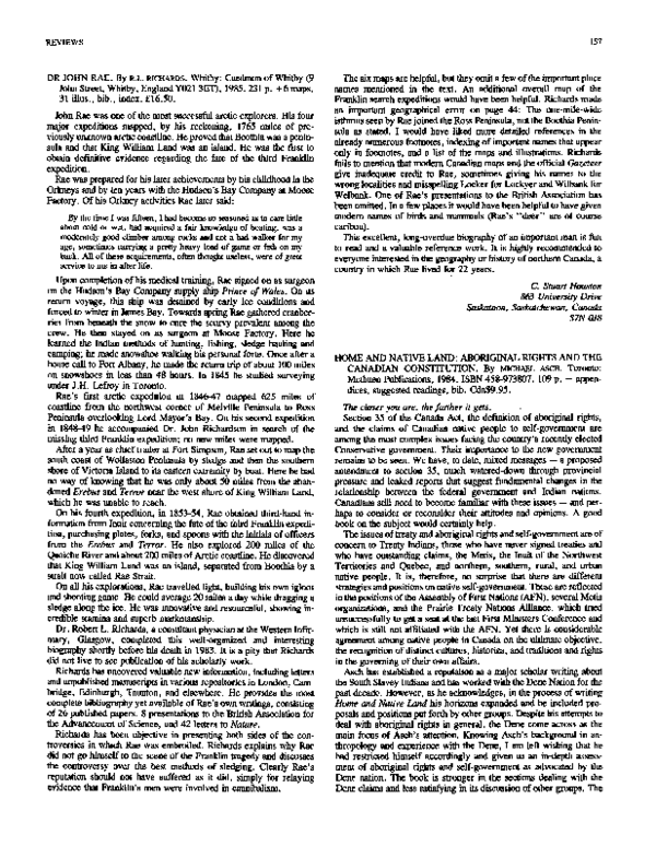 (PDF) Home and Native Land: Aboriginal Rights and the Canadian ...