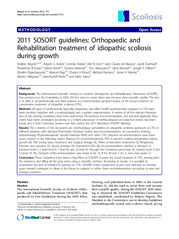(PDF) 2011 SOSORT guidelines: Orthopaedic and Rehabilitation treatment ...