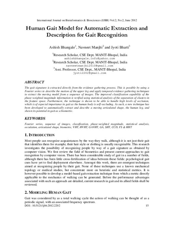 Pdf Human Gait Model For Automatic Extraction And Description For