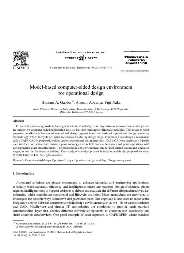 (PDF) Model-based computer-aided design environment for operational design