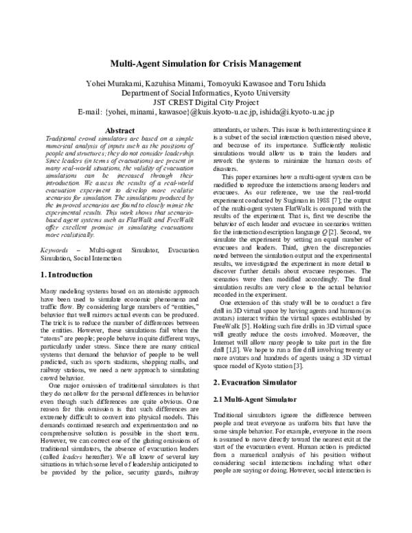 (PDF) Multi-agent simulation for crisis management