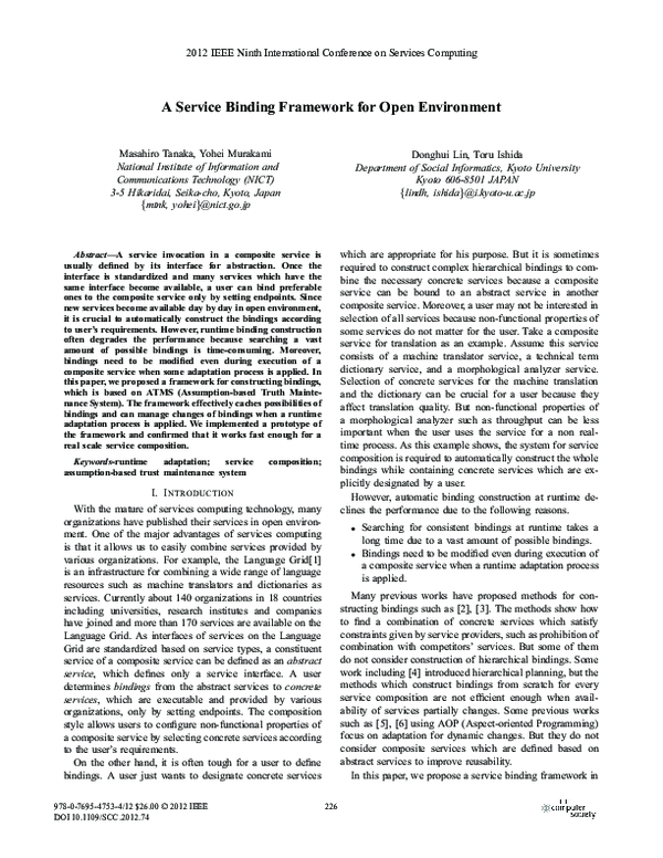 (PDF) A Service Binding Framework for Open Environment