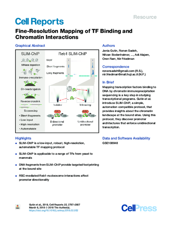 (PDF) Fine-Resolution Mapping of TF Binding and Chromatin Interactions