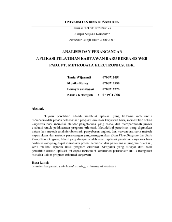 (PDF) Analisis Dan Perancangan Aplikasi Pelatihan Karyawan Baru Berbasis Web Pada Pt. Metrodata ...