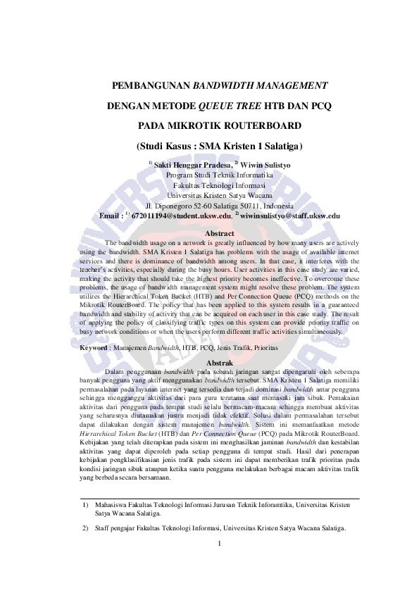 (PDF) Pembangunan Bandwidth Management dengan Metode Queue Tree HTB dan PCQ pada Mikrotik ...