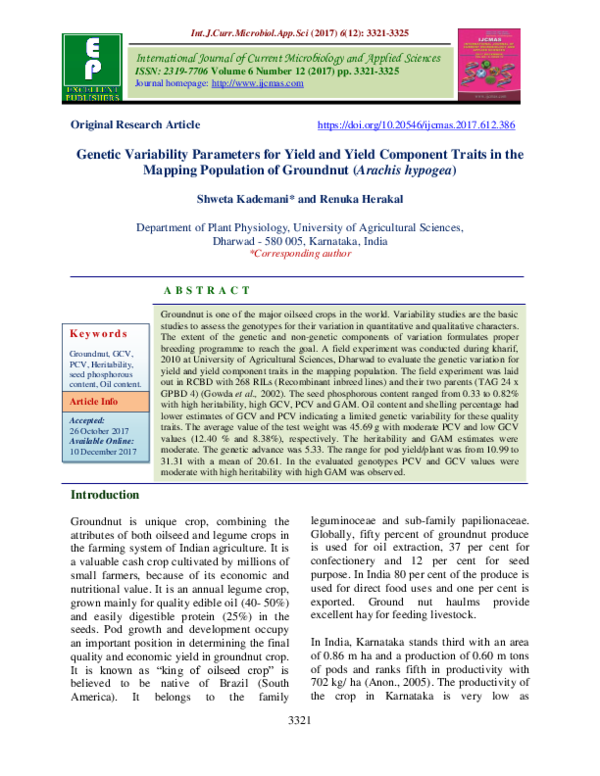 (PDF) Genetic Variability Parameters for Yield and Yield Component Traits in the Mapping ...