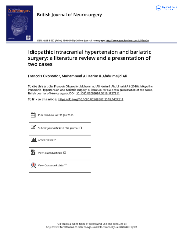 (PDF) Idiopathic intracranial hypertension and bariatric surgery: a ...