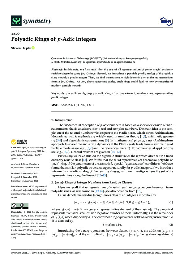 (PDF) Polyadic rings of p-adic integers