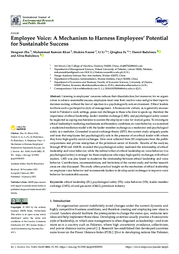 (PDF) Employee Voice: A Mechanism to Harness Employees’ Potential for ...
