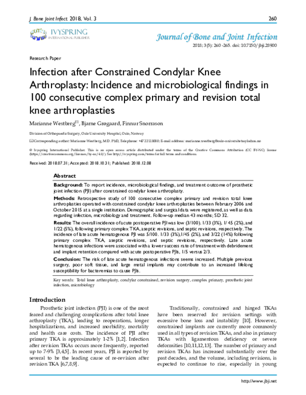 (PDF) Revision Total Knee Arthroplasty: Infection Should Be Ruled Out ...