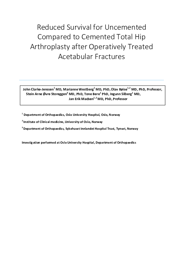 (PDF) Reduced survival for uncemented compared to cemented total hip ...