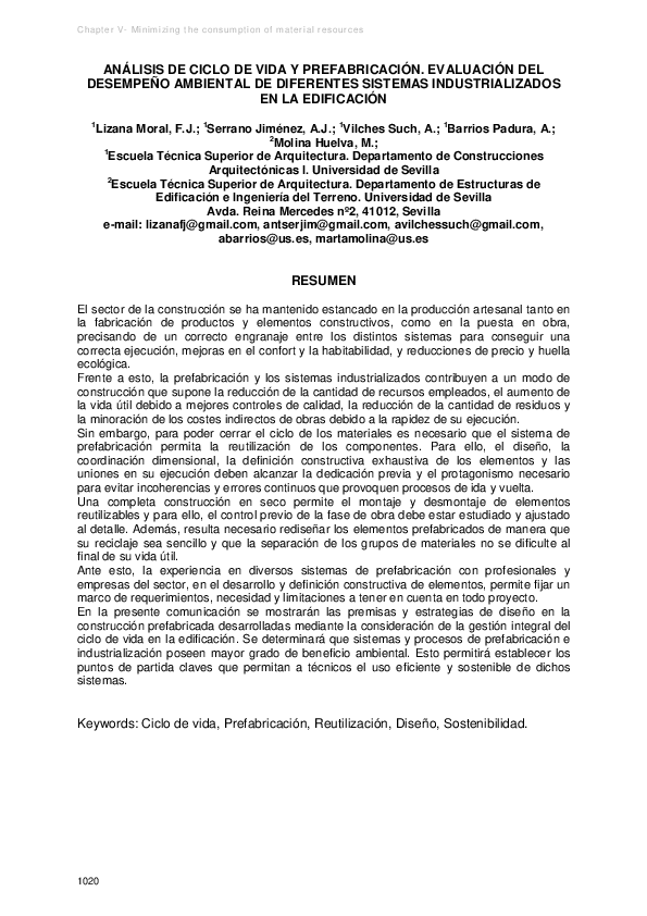 (PDF) Análisis de ciclo de vida y prefabricación. Evaluación del desempeño ambiental de ...