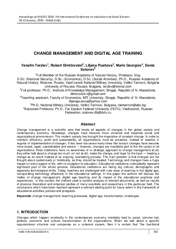(PDF) Change Management and Digital Age Training