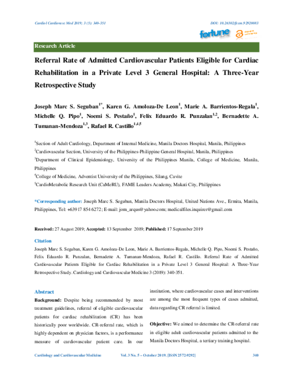 (PDF) Referral Rate of Admitted Cardiovascular Patients Eligible for ...