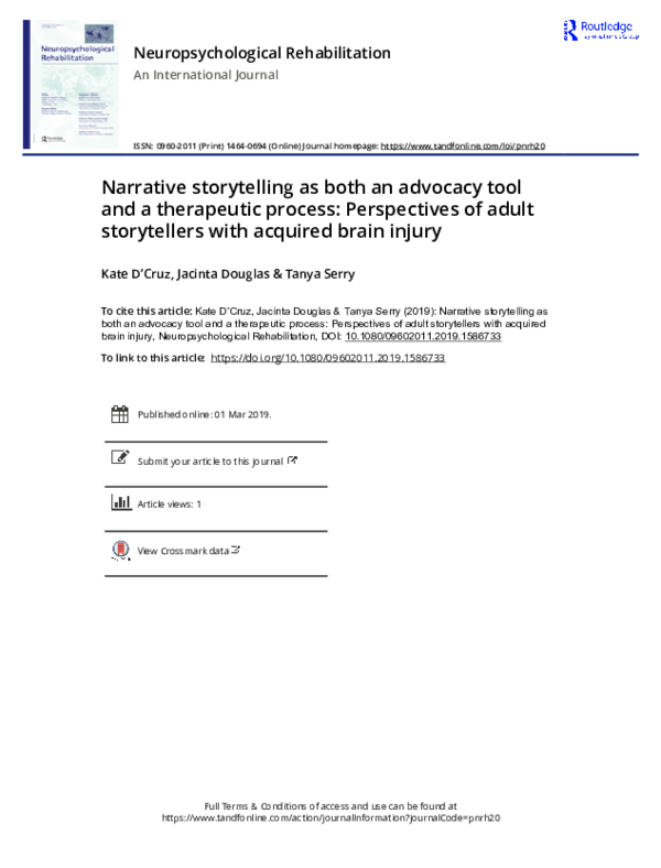 (PDF) Narrative storytelling as both an advocacy tool and a therapeutic ...