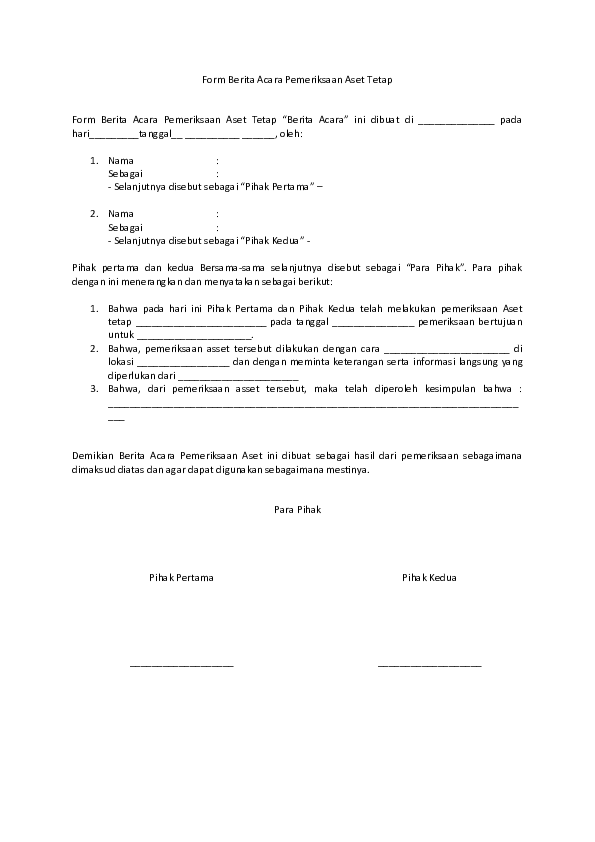 (DOC) Form Berita Acara Pemeriksaan Aset Tetap
