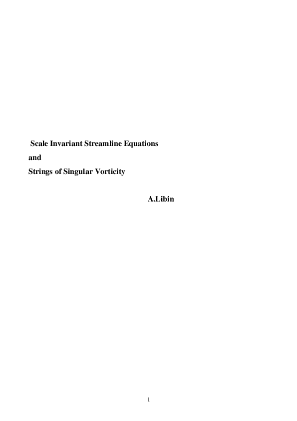 (PDF) Scale-invariant streamline equations and strings of singular vorticity for perturbed ...