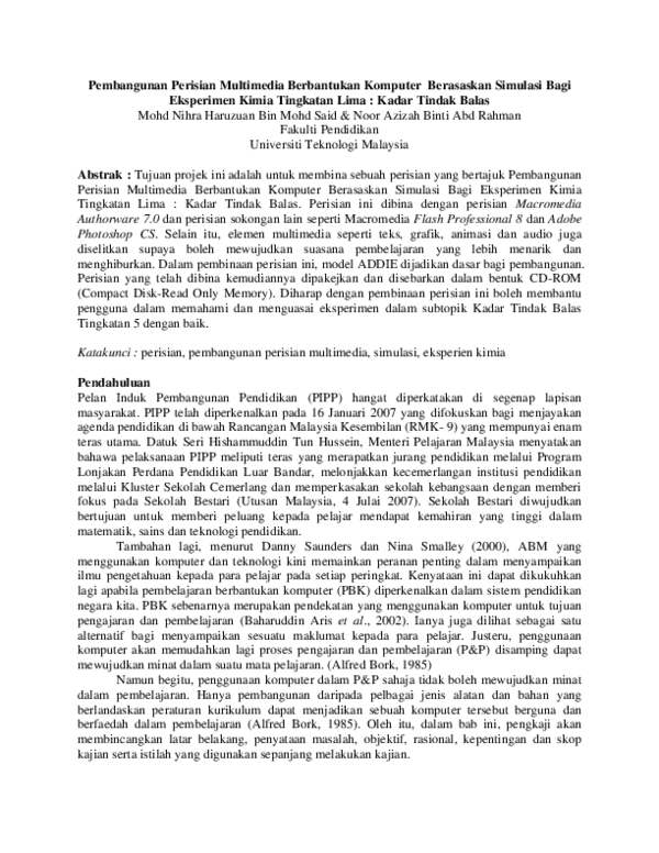 (PDF) Pembangunan perisian multimedia berbantukan komputer berasaskan ...