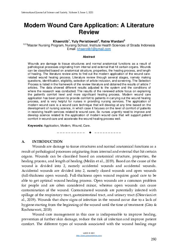 (PDF) Modern Wound Care Application: A Literature Review