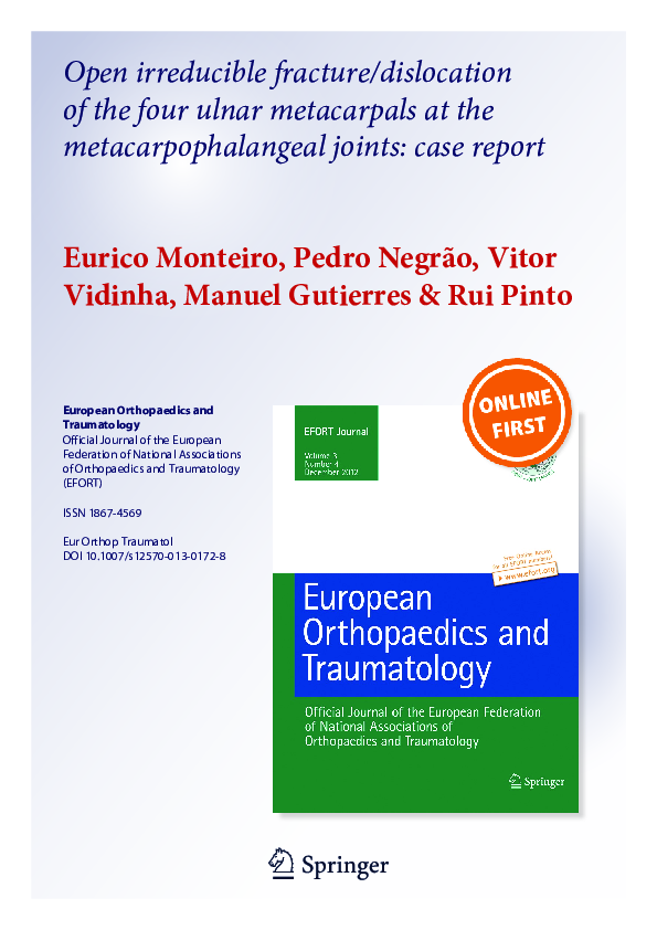 Pdf Open Irreducible Fracture Dislocation Of The Four Ulnar Metacarpals At The